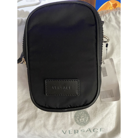 Versace | Bags | Versace Mini Nylon Evitello Black Clip Messenger ...